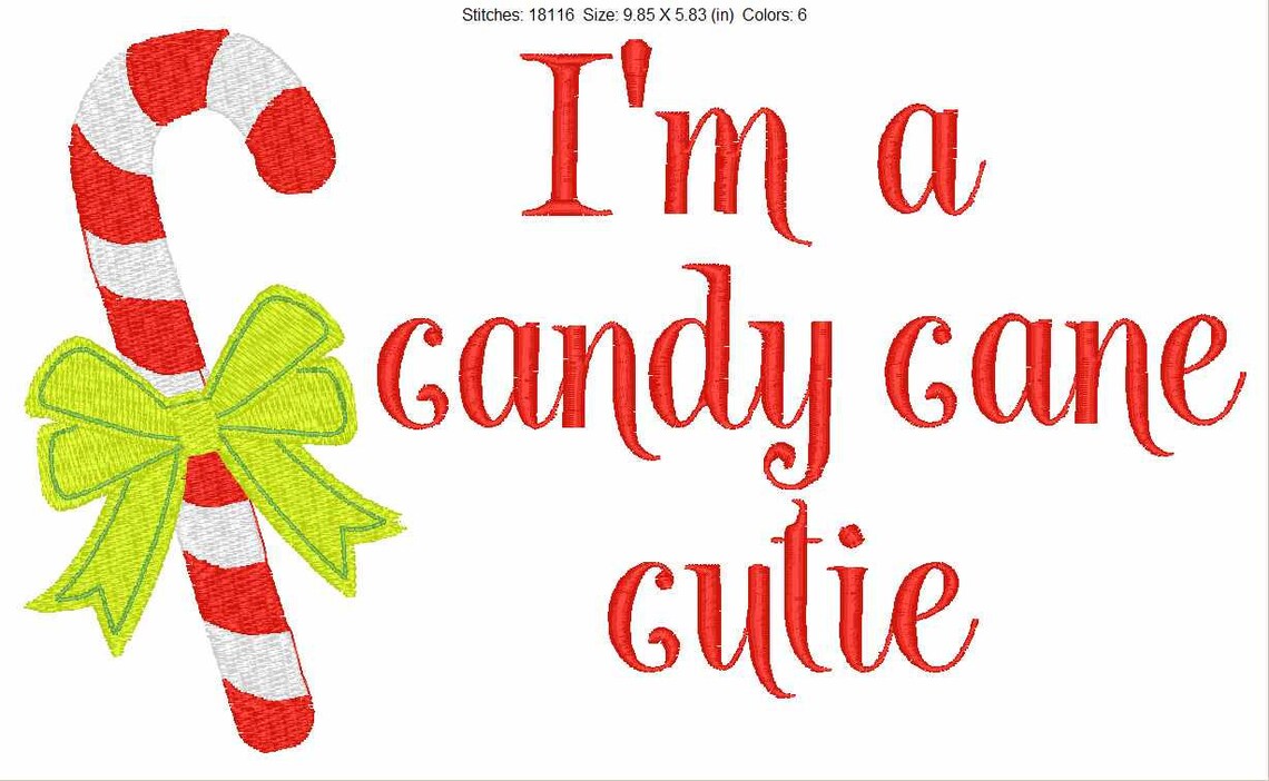 Christmas Candy Cane Baby Embroidery Design in 3 Sizes - Digital ...
