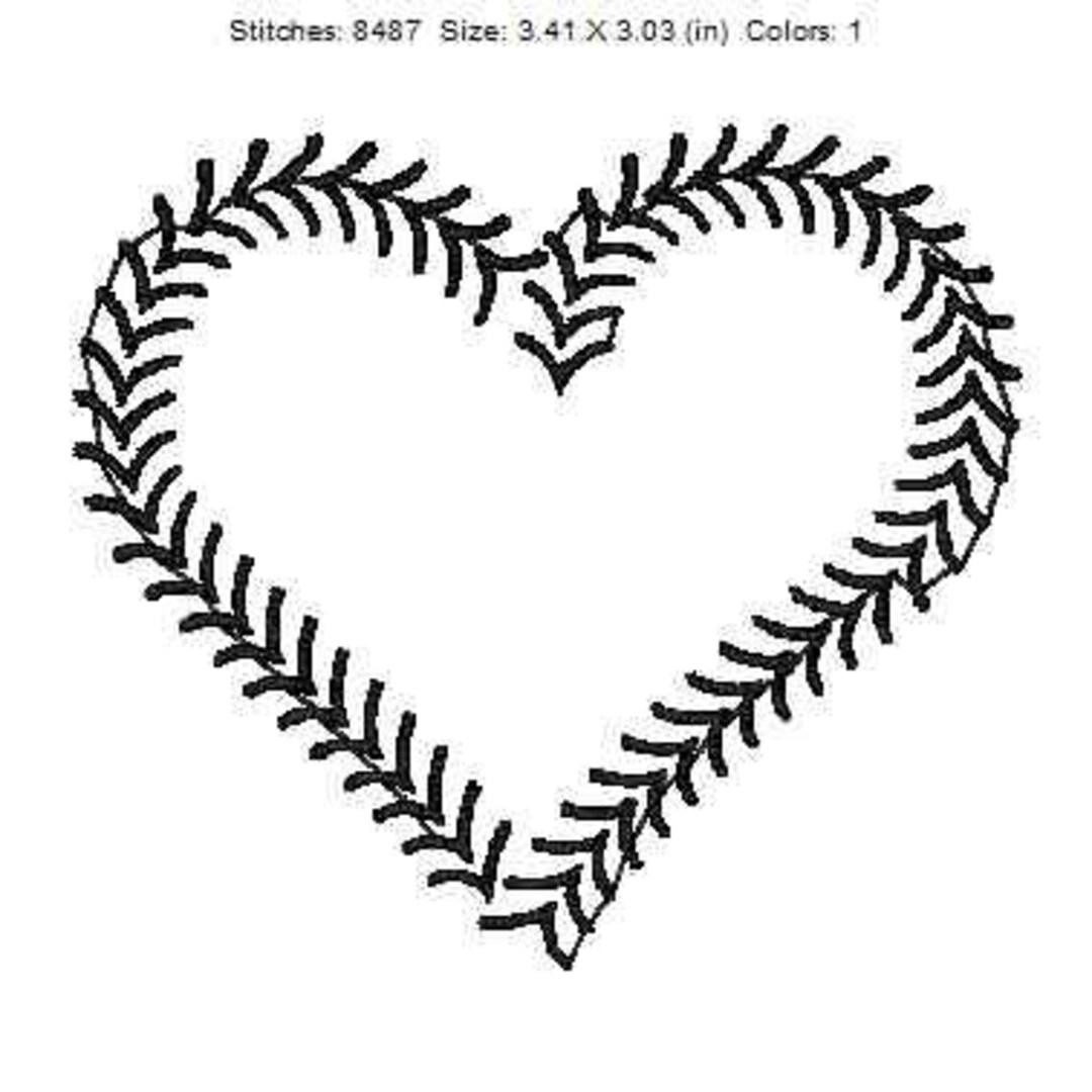 Baseball Stitching in Heart Shape 3 Sizes Instant Download - Etsy