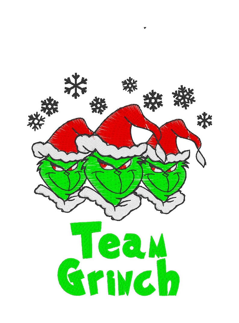 Team Grinch Embroidery Design in Two Hoop Sizes Digital Item Instant ...