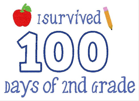 I survived 100 days of 2nd Grade embroidery design | Etsy