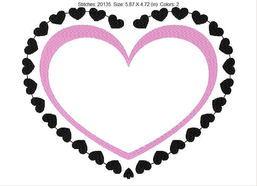 Digital Download Heart Border Embroidery Design in 3 Hoop Sizes - Etsy ...