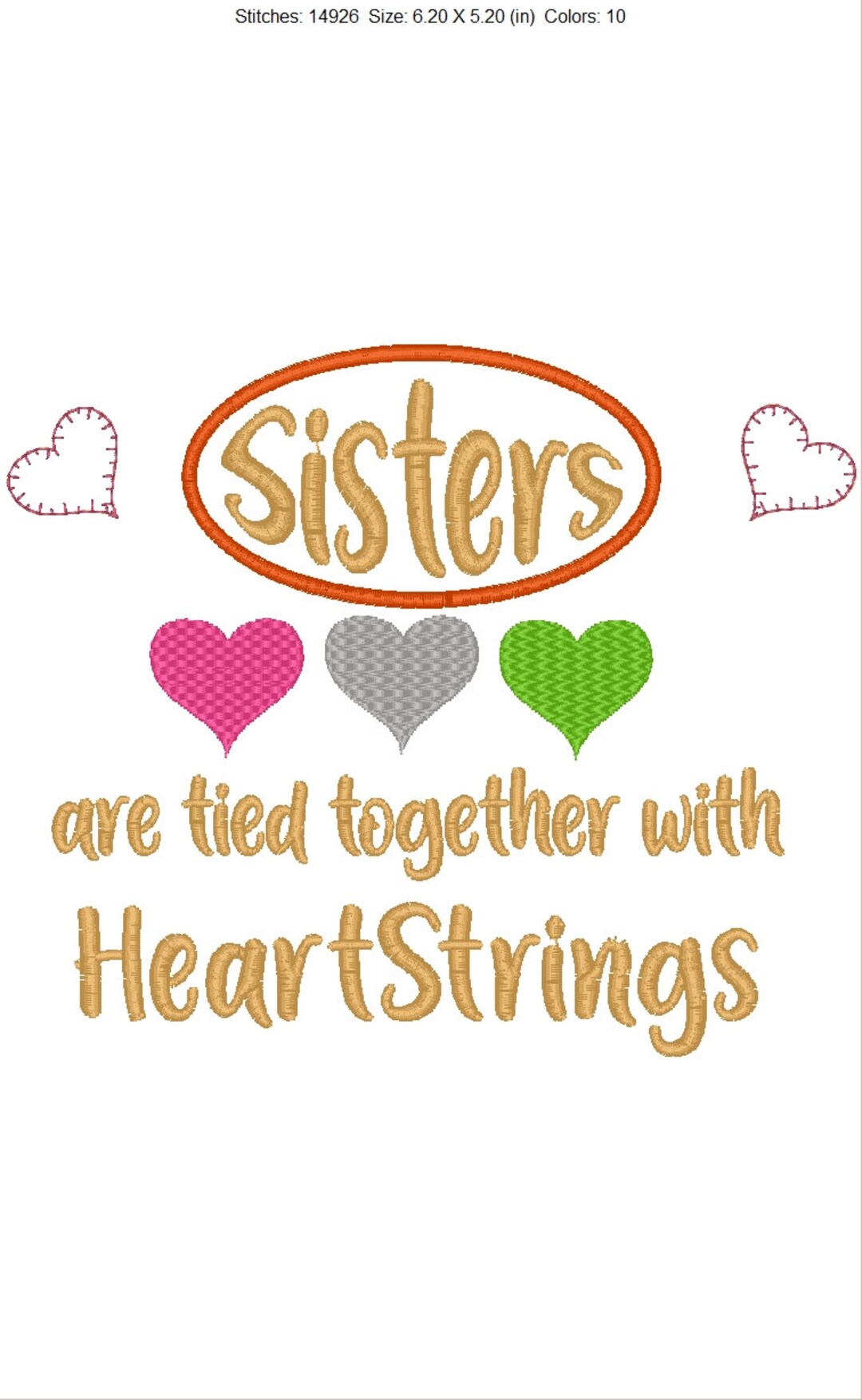 Sisters Are Held Together With Heart Stings Embroidery - Etsy