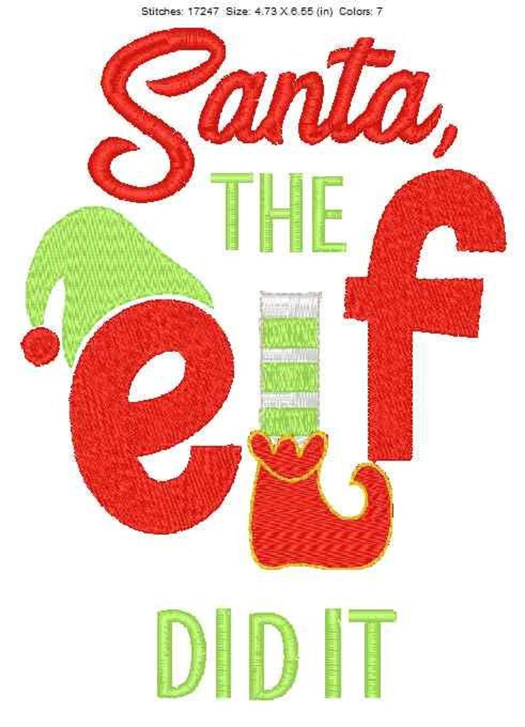 Santa the Elf Did It Embroidery Design Instant Download - Etsy