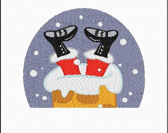 Santa Stuck in Chimney Cutout Shape, Winter Decor Paint by Line ...