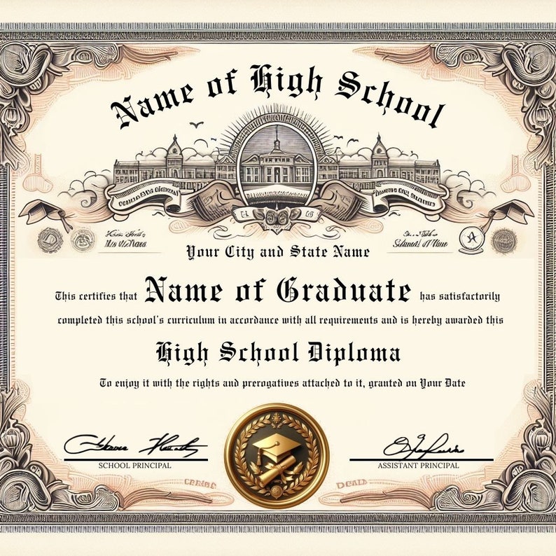 High School Diploma Template Canva Editable - Etsy