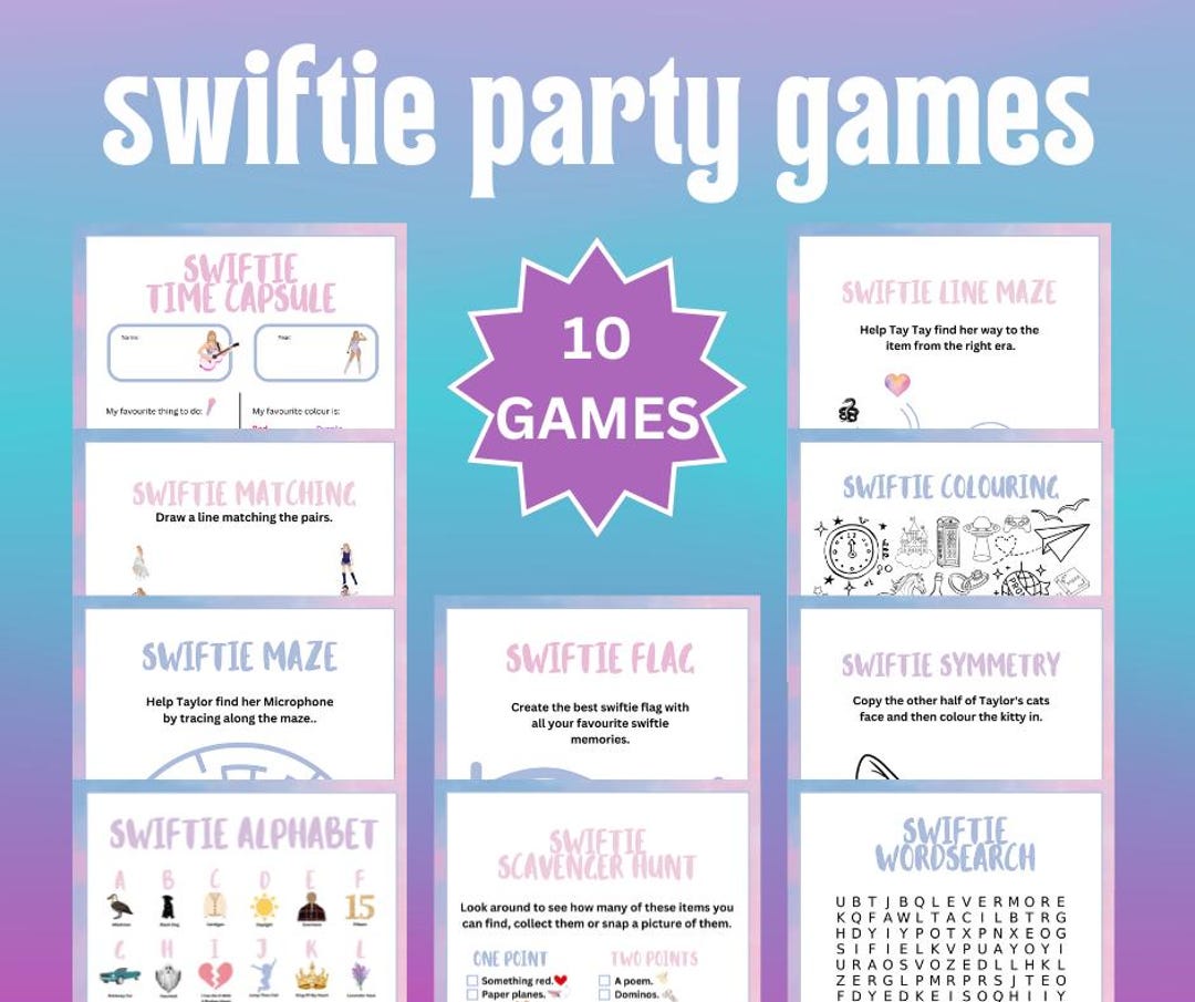 Mini Swiftie Game Pack, Printable Party Games, Swiftie Party, Party ...