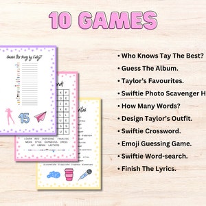 Kids Swiftie Game Pack, Printable Party Games, Swiftie Party, Party ...