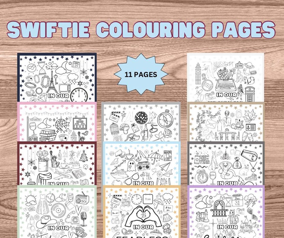 Swiftie Colouring Pack, Printable Party Games, Swiftie Party, Party ...