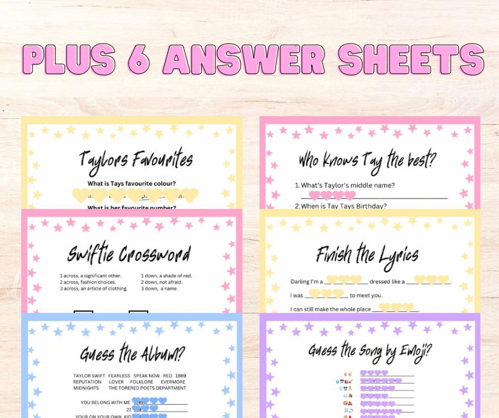 Kids Swiftie Game Pack, Printable Party Games, Swiftie Party, Party ...