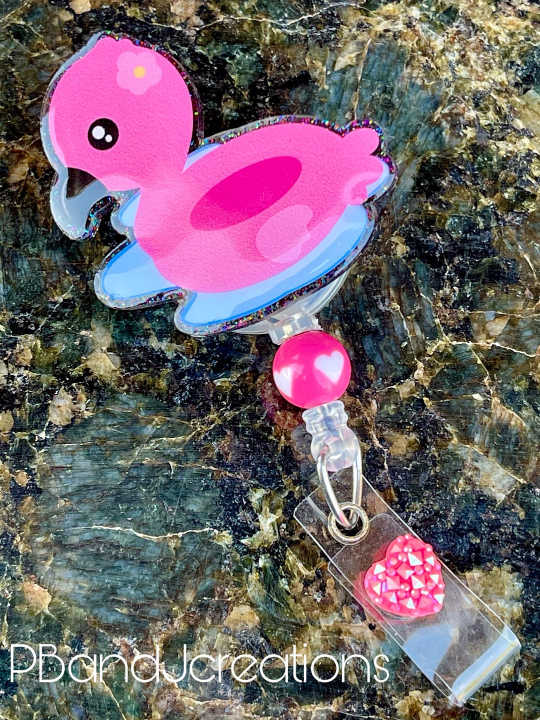 Summer Flamingo Pool Floatie Hot Pink Sparkle Glitter Doctor Nurse RN ...