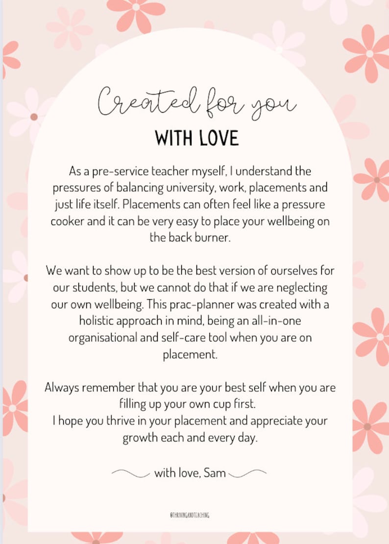 Prac Planner Preservice Teacher Self-care - Etsy Australia