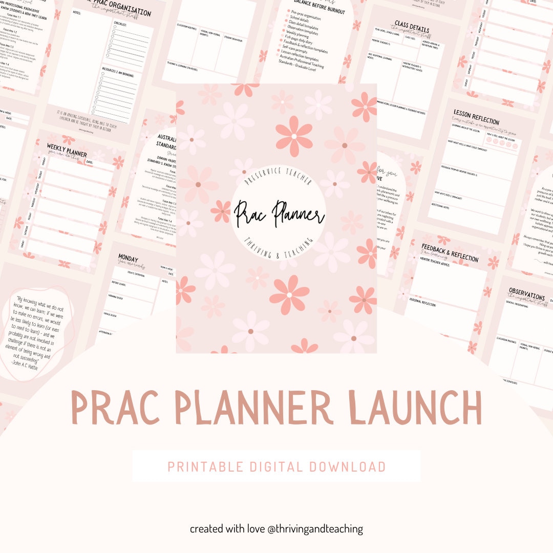 Prac Planner Preservice Teacher Self-care - Etsy Australia