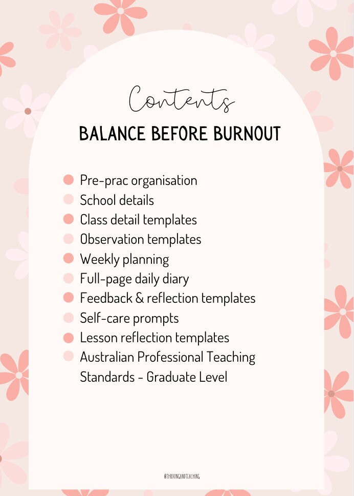 Prac Planner Preservice Teacher Self-care - Etsy Australia