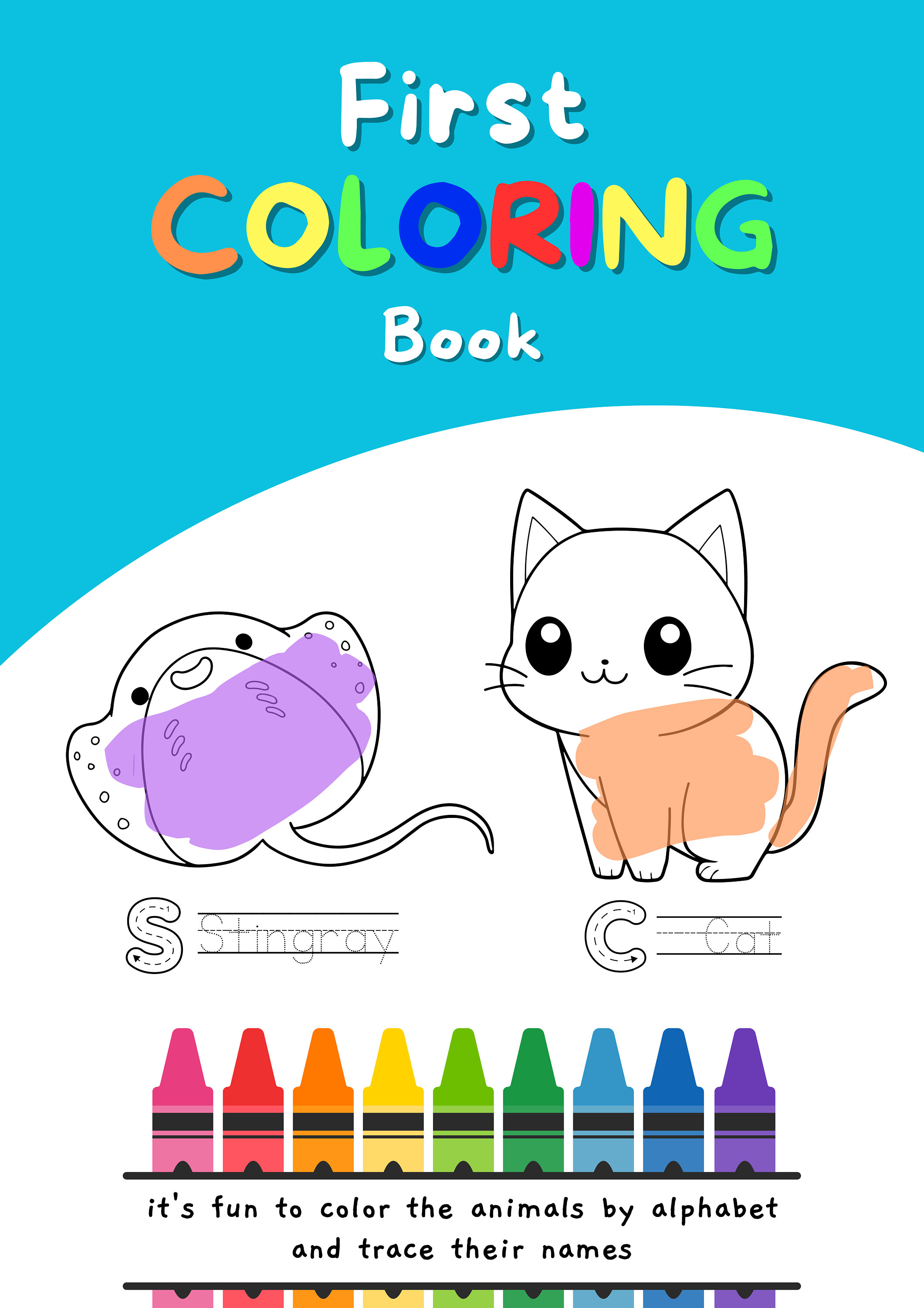 Easy Animal Coloring Pages for Kids Activity Printable Abc Coloring ...