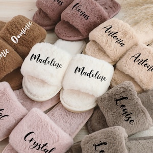 Personalized Gift Fluffy Slippers,bridal Shower Gift,bridesmaid Gifts ...