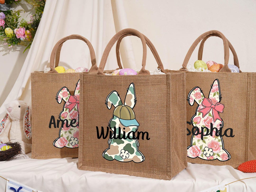 Personalized Easter Tote Bag With Bunny,easter Basket Gift,easter Bag ...