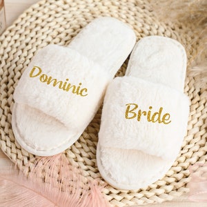 Personalized Gift Fluffy Slippers,bridal Shower Gift,bridesmaid Gifts ...
