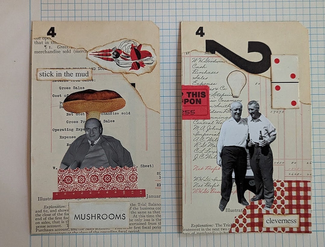 Original Collage Art, Flash Card, Tag, Collage, Cut and Paste, Small ...