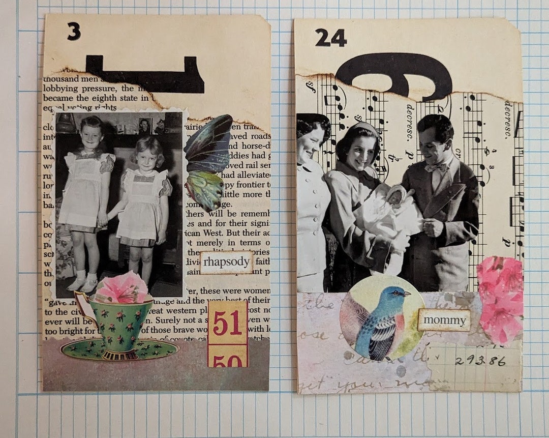 Original Collage Art, Tag, Collage, Flashcards, Cut and Paste, Small ...