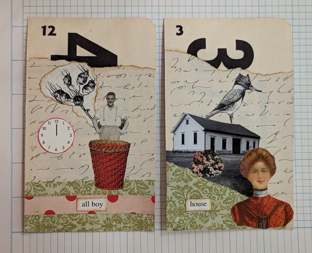 Original Collage Art Flash Cards Tag Collage Cut and - Etsy
