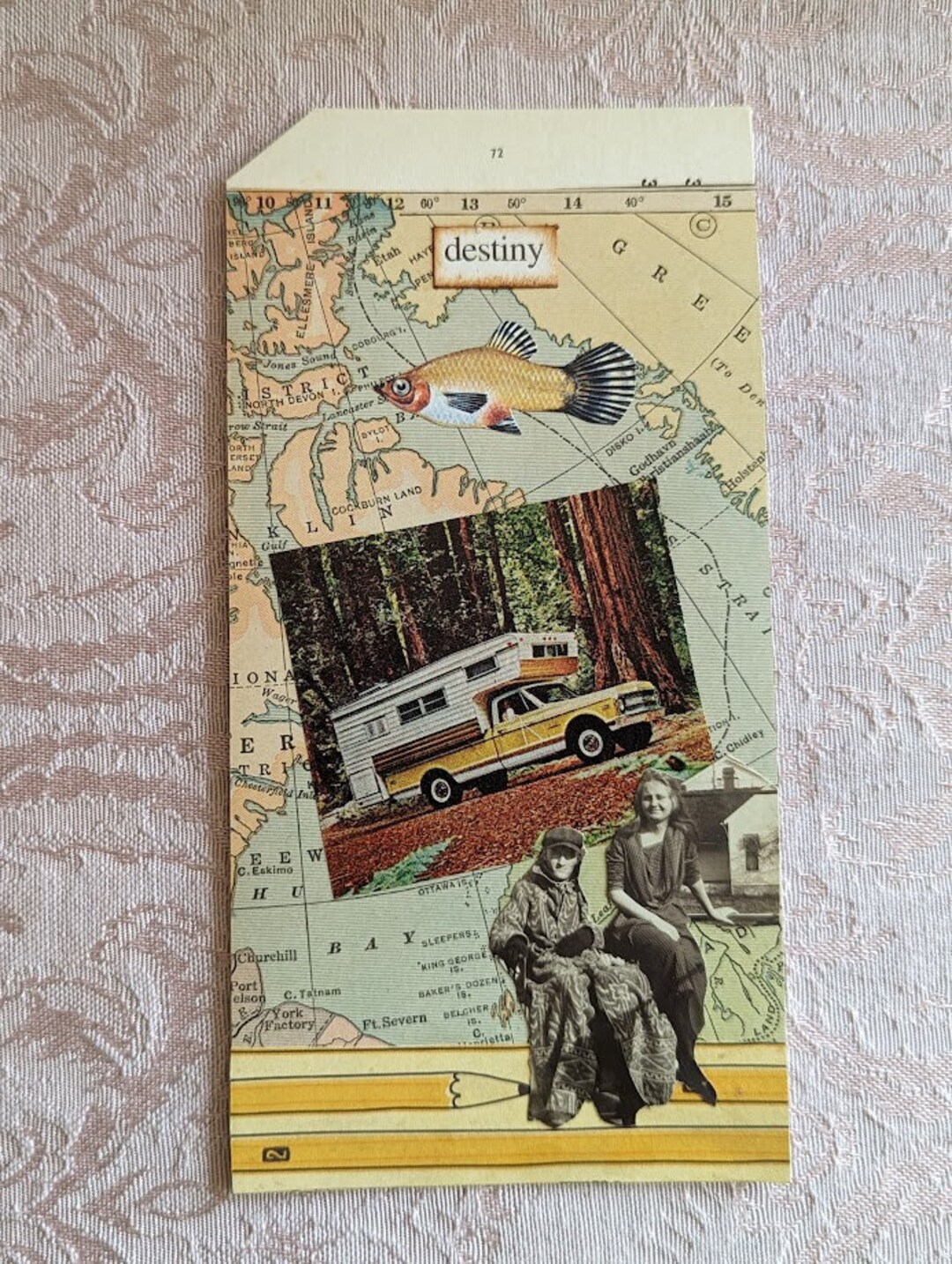 Original Collage Art, Flash Card, Collage Tag, Small Artwork - Etsy