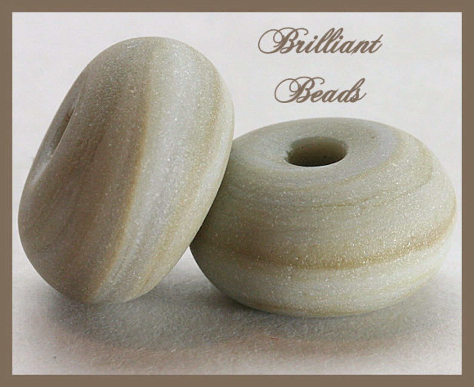 Grey Quartz..."sea Glass" Spacer Bead Pair...handmade Lampwork Beads ...