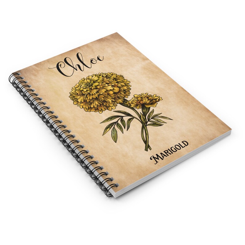 Personalized Birth Flower Month Vintage Journal Notebook Gift for Her ...