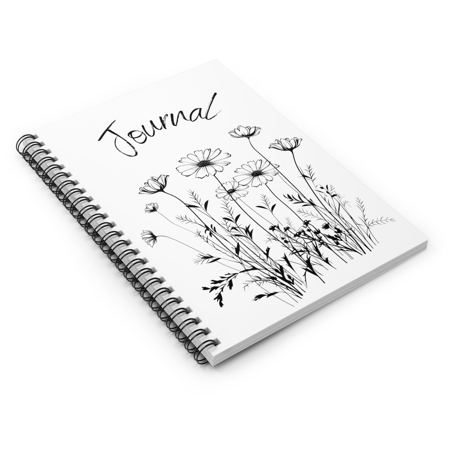 Wildflower Black and White Journal Notebook Gift for Girl, Birthday ...