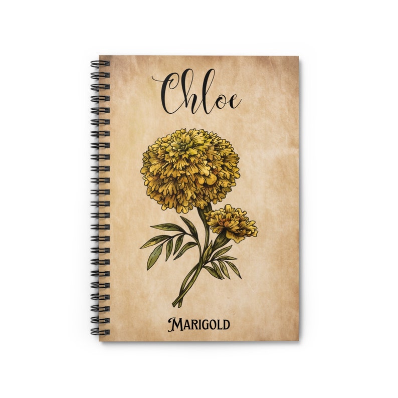 Personalized Birth Flower Month Vintage Journal Notebook Gift for Her ...