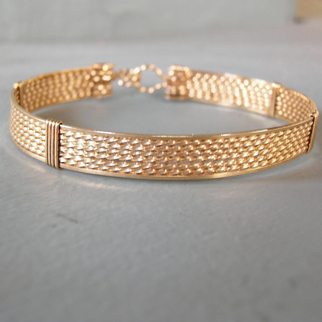 Gold Wire Bracelet - Wirewrapped Bangle - 14kt Gold Filled Wire ...
