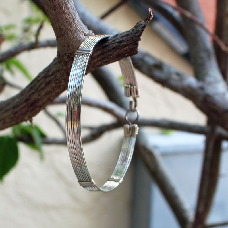 Silver Wire Bracelet - Wirewrapped Bangle - Simple Sterling Silver Wire ...