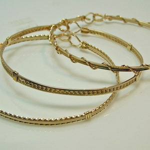 Gold Wire Bracelet Set - Stackable Bracelet Set - Thin Wirewrapped ...