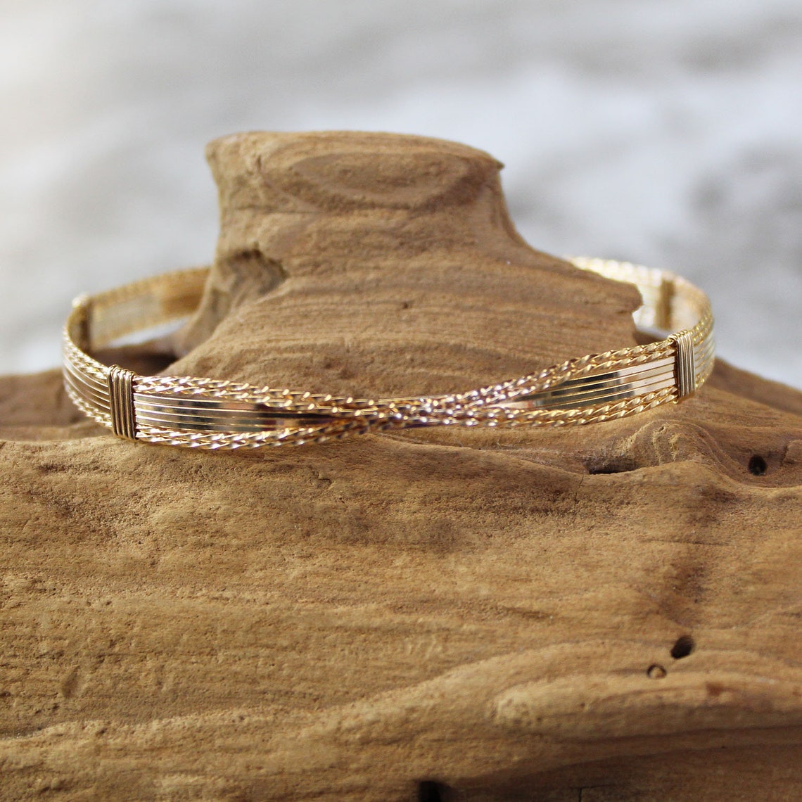 Gold Wire Bracelet Sassy 14kt Gold Filled Wirewrapped Bangle | Etsy