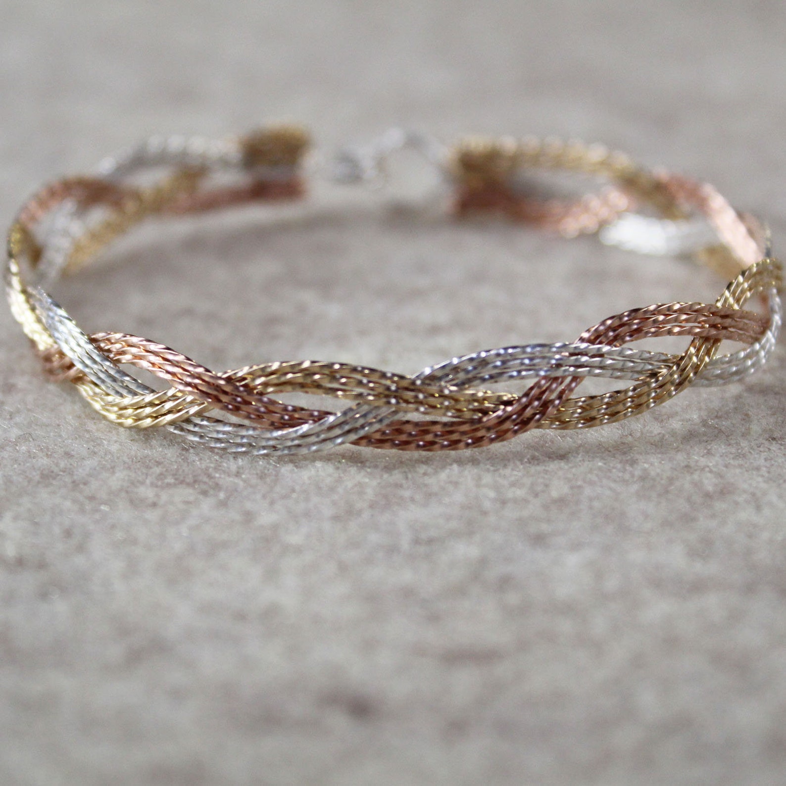 Tricolor Braid Bracelet - Twist Wire Braid Bangle - Wirewrapped ...