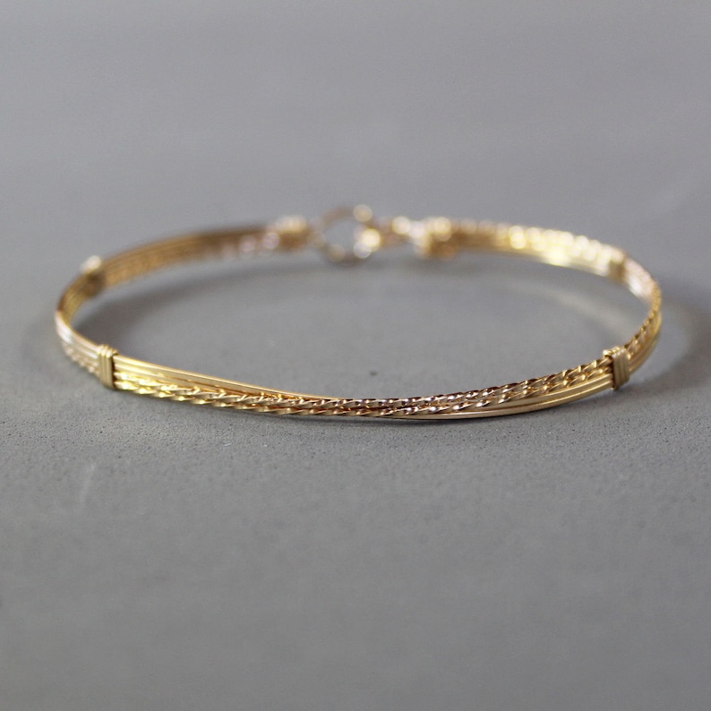 Gold Wire Bracelet - 14kt Gold Filled Wirewrapped Crossover Bracelet ...