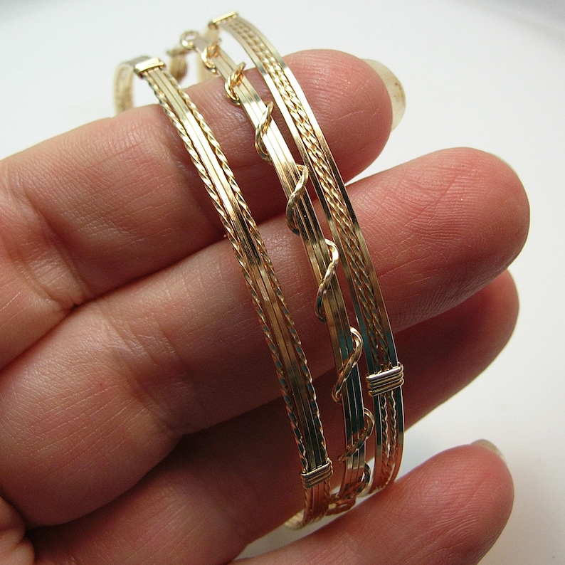 Gold Wire Bracelet Set Stackable Bracelet Set Thin - Etsy
