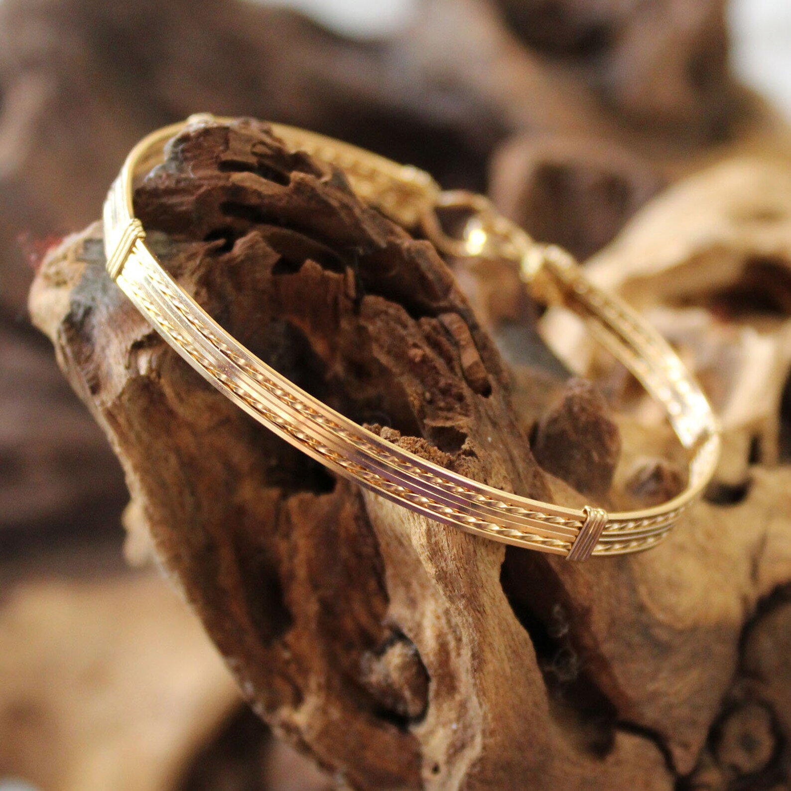 Gold Wire Bracelet - Simple 14kt Gold Filled Wirewrapped Bangle ...