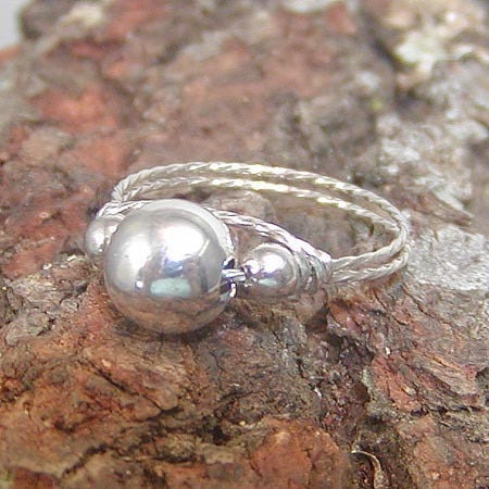 Silver Ring - Bead Ring - Wirewrapped Ring - Shiny Silver Beads ...