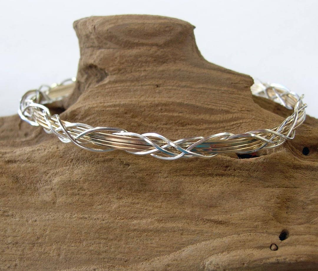 Gold and Silver Wirewrapped Bracelet - Medium Grapevine - Two Tone ...