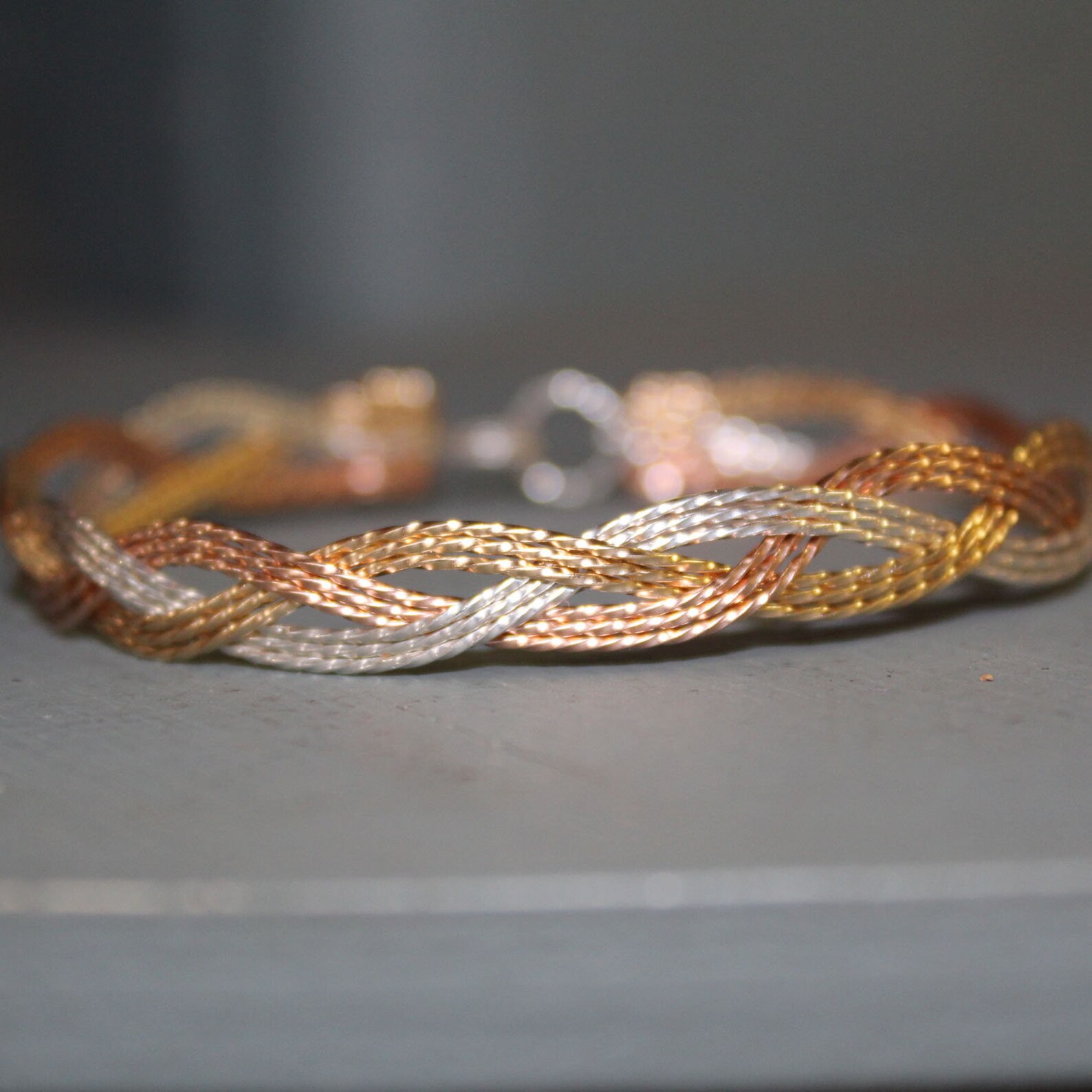 Tricolor Braid Bracelet - Twist Wire Braid Bangle - Wirewrapped ...