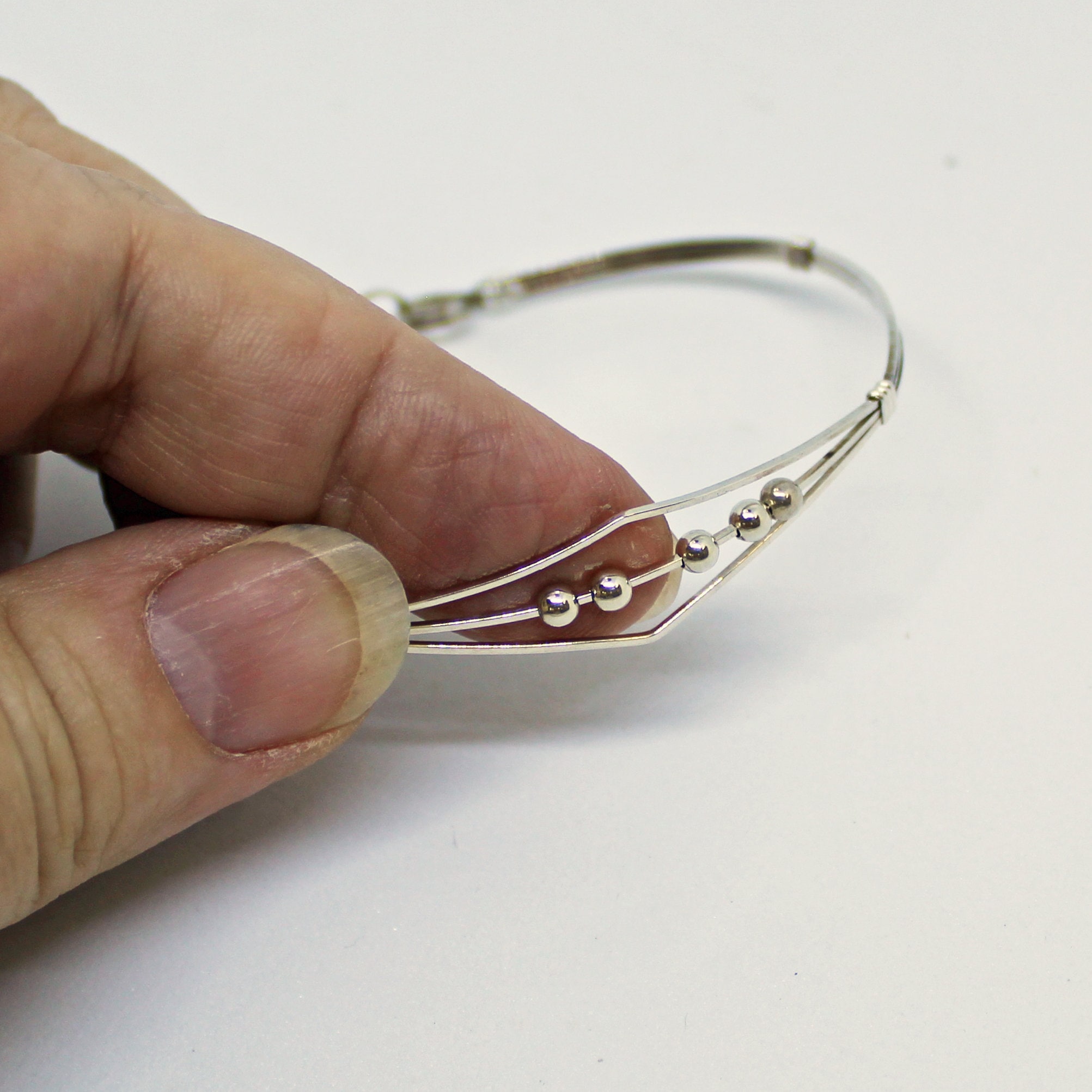 Fidget Bracelet - Silver Bangle - Delicate Sterling Silver Wirewrapped ...
