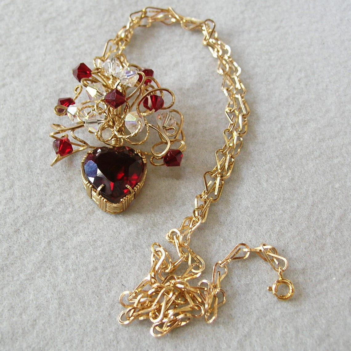 Red Heart Pendant Large Red Heart Synthetic Ruby Heart | Etsy