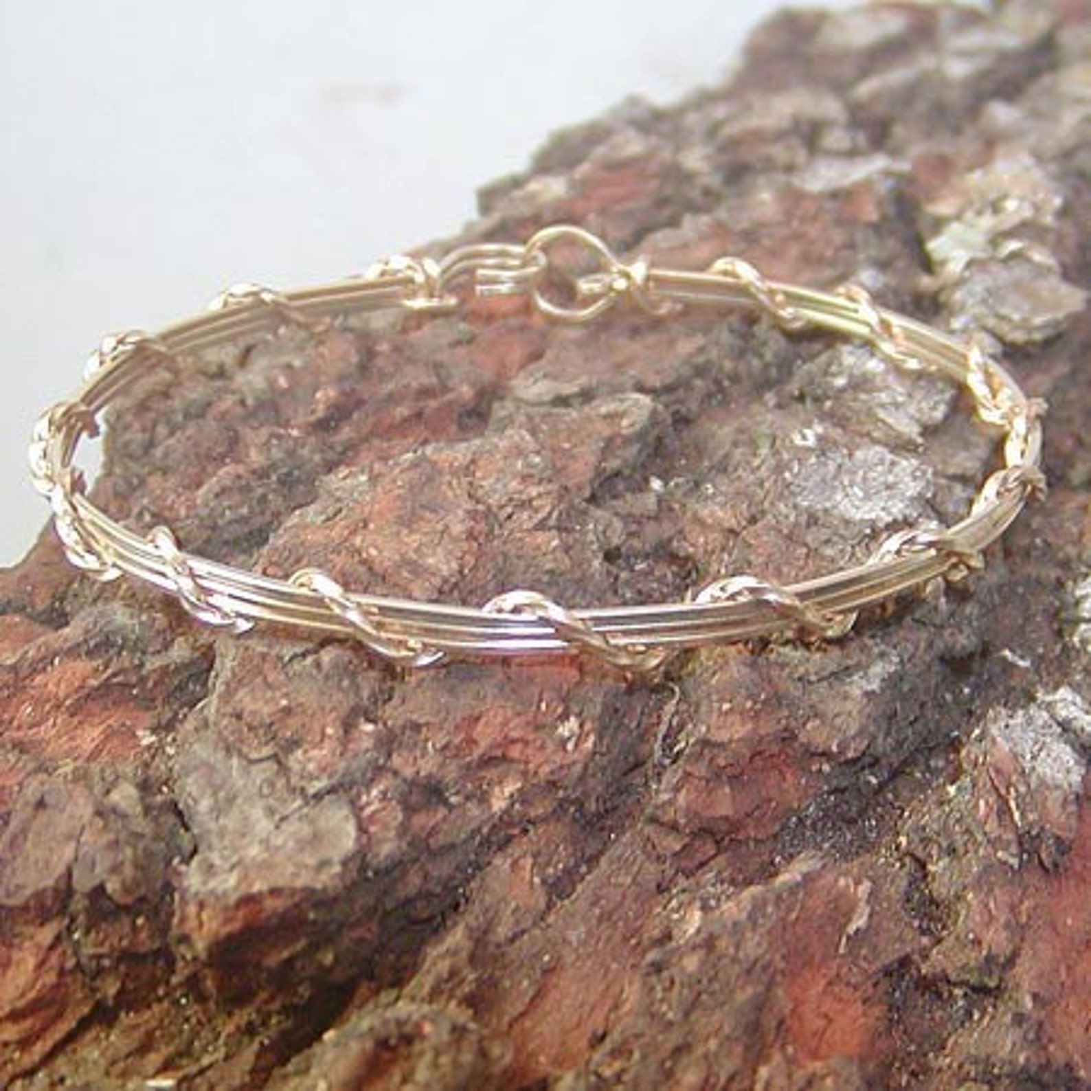 Gold Wire Bangle - Charming and Feminine 14kt Gold Filled Wirewrapped ...