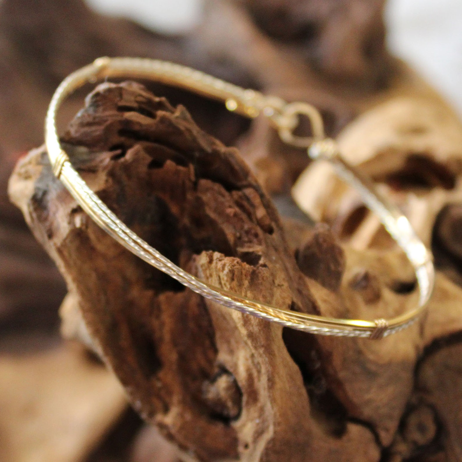 Gold Wire Bracelet 14kt Gold Filled Wirewrapped Crossover | Etsy