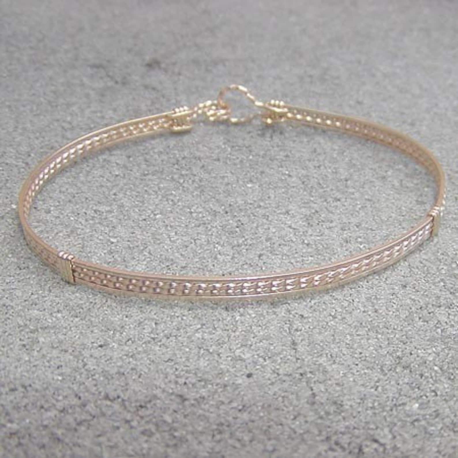 Gold Wire Bracelet - Pretty 4-strand Wirewrapped Bangle - Stackable ...
