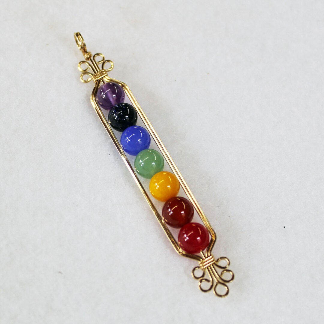 Chakra Pendant - Long Wirewrapped Pendant - Metaphysical Necklace ...