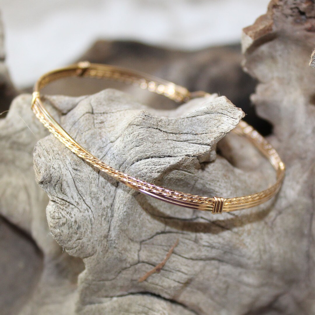 Gold Wire Bracelet - 14kt Gold Filled Wirewrapped Crossover Bracelet ...