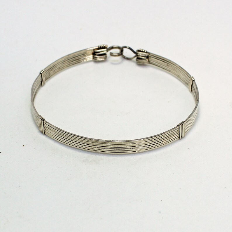 Silver Wire Bracelet - Wirewrapped Bangle - Simple Sterling Silver Wire ...