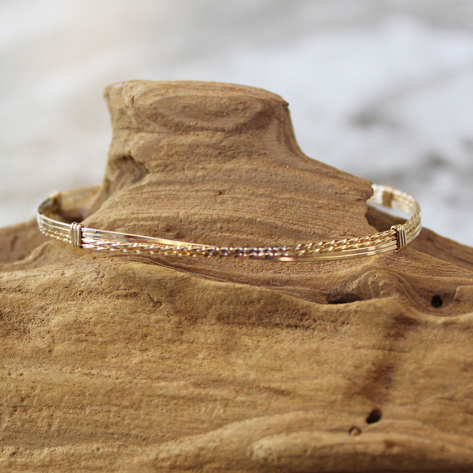 Gold Wire Bracelet - 14kt Gold Filled Wirewrapped Crossover Bracelet ...