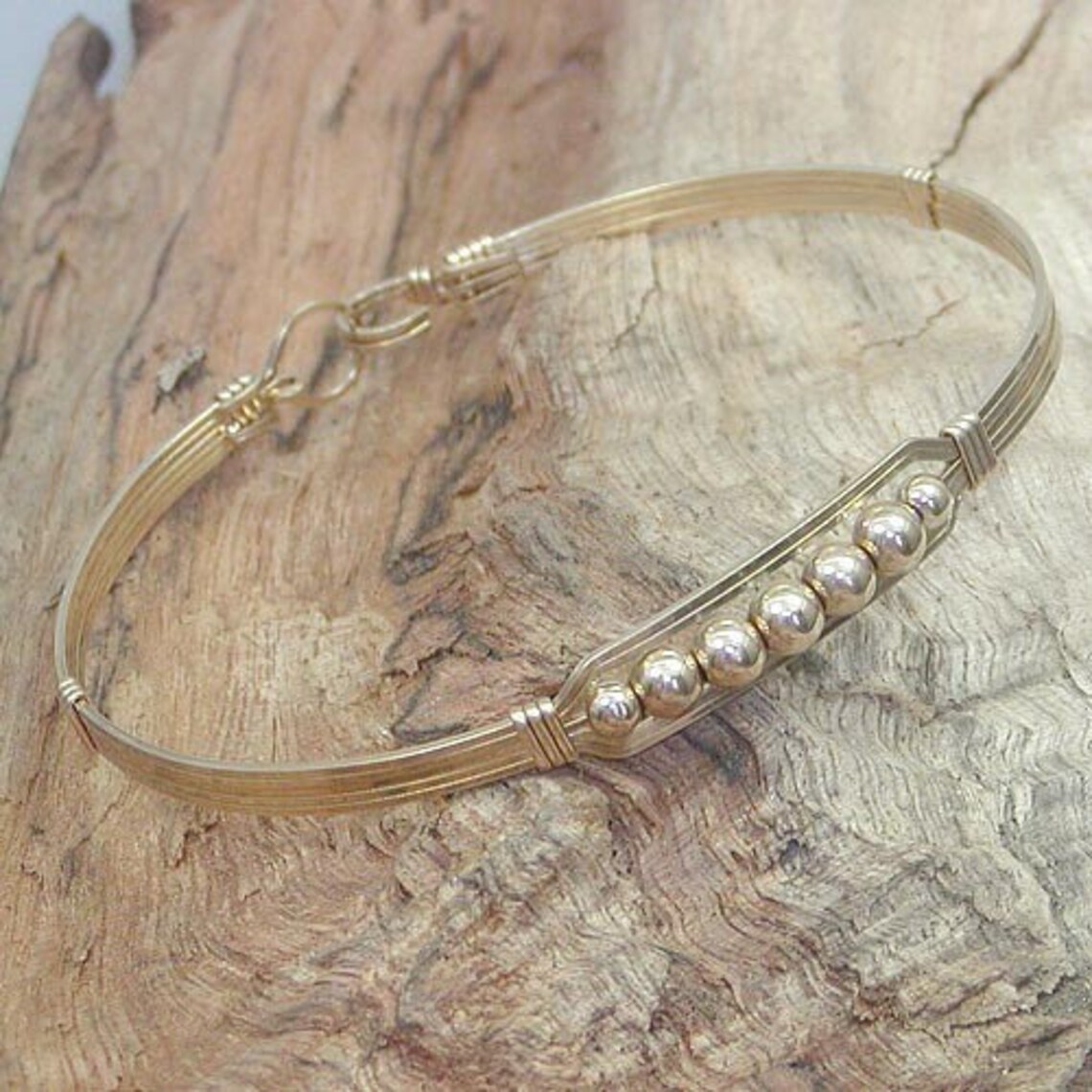 Wirewrapped Bracelet Wire Bangle Gold Wire Bracelet Five - Etsy